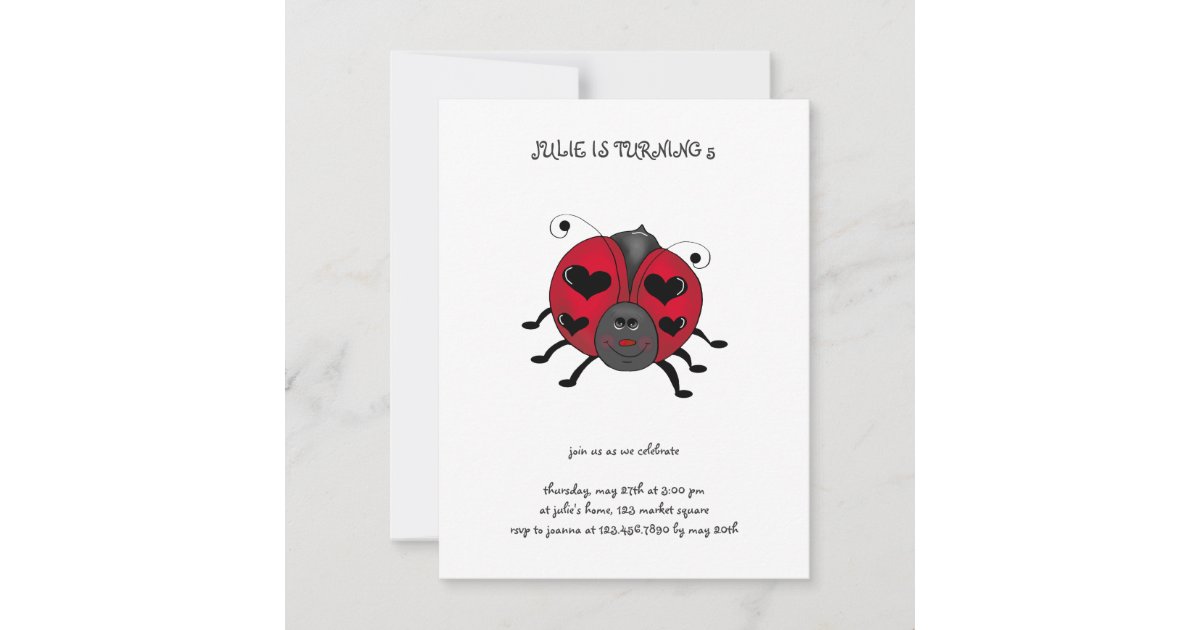 Backyard Buggies · Smiling Ladybug Invitation | Zazzle