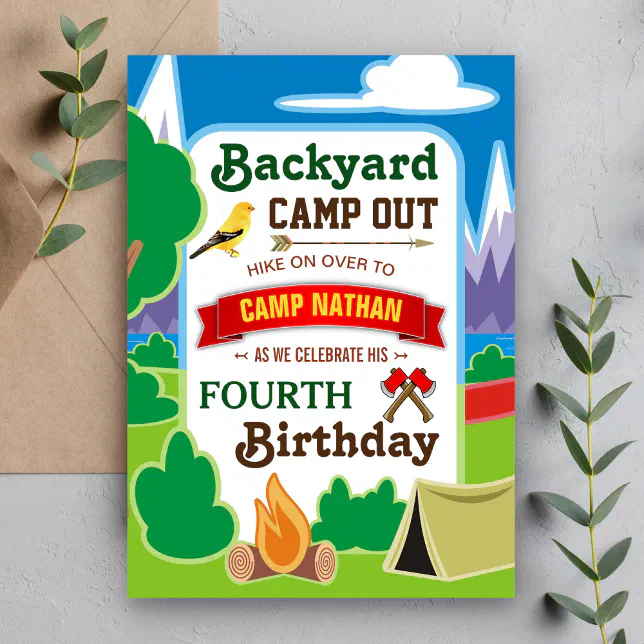 Backyard Camp Out | Camping Birthday Party Invite | Zazzle