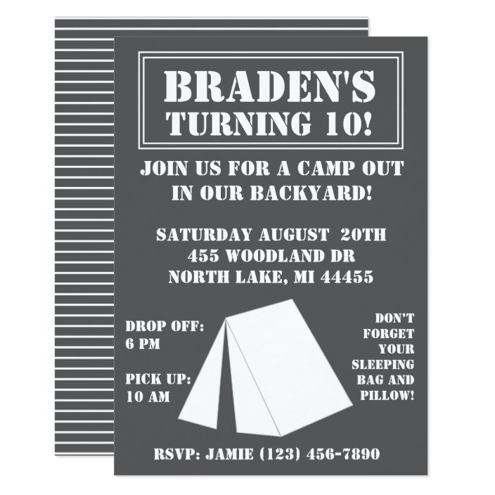 Backyard Campout Birthday Invitation | Zazzle.com
