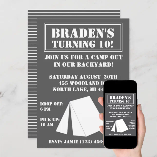 Backyard Campout Birthday Invitation | Zazzle