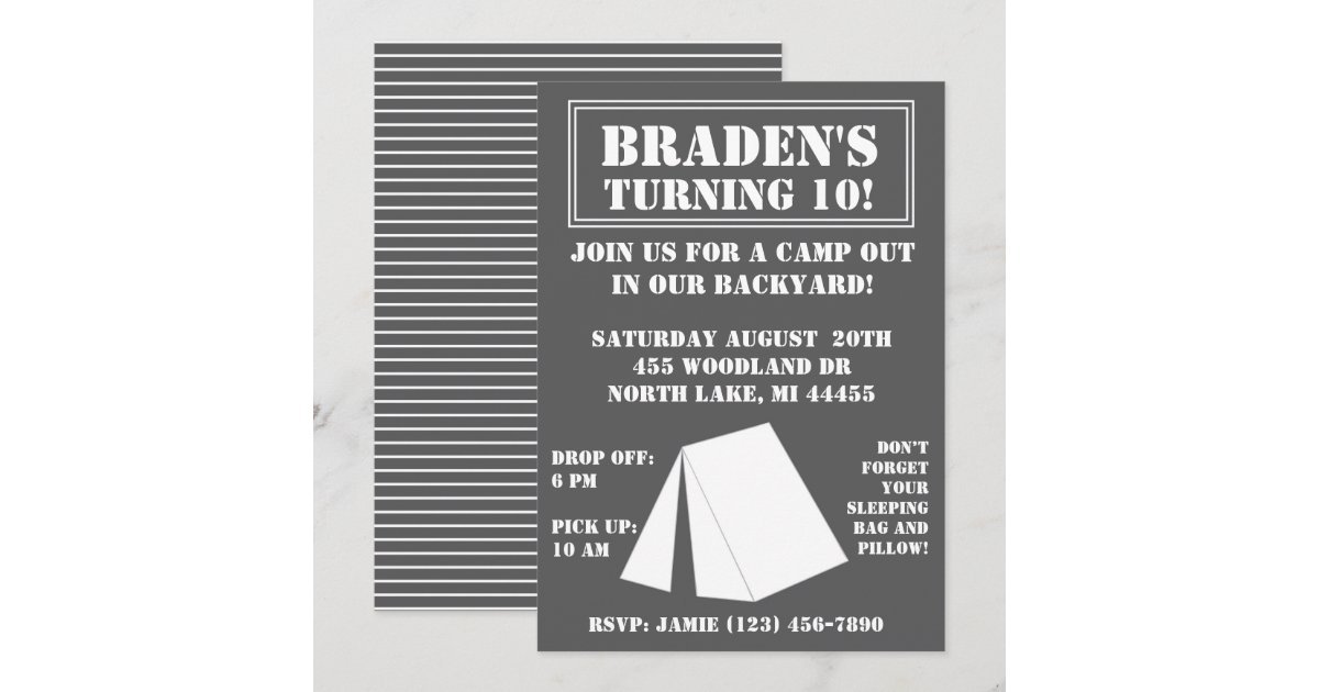 Backyard Campout Birthday Invitation | Zazzle