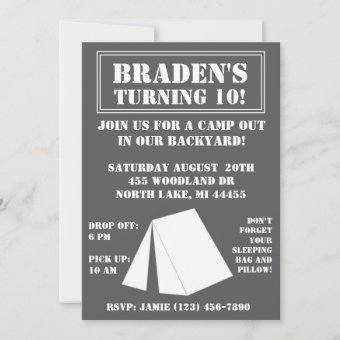 Backyard Campout Birthday Invitation | Zazzle
