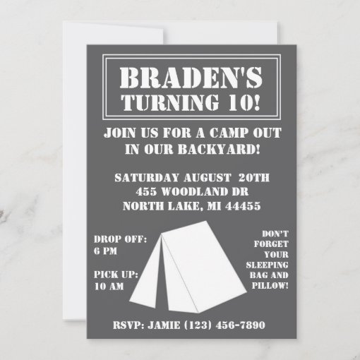 Backyard Campout Birthday Invitation | Zazzle