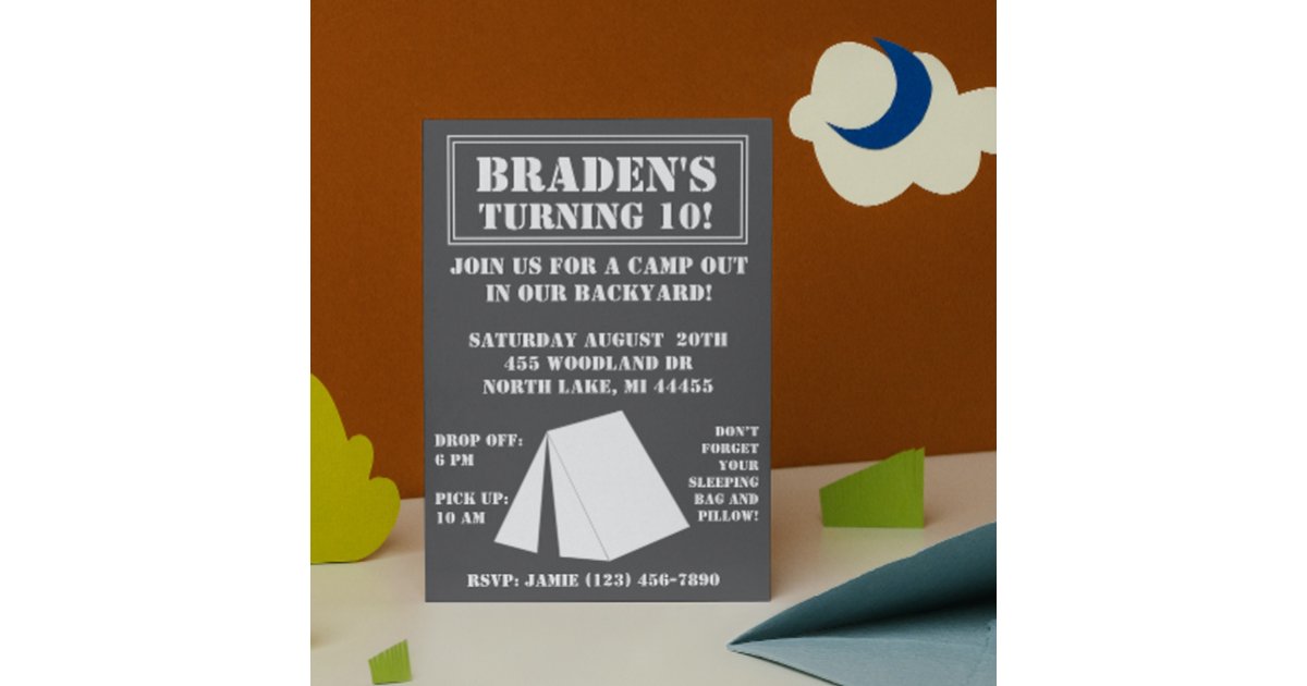 Backyard Campout Birthday Invitation | Zazzle