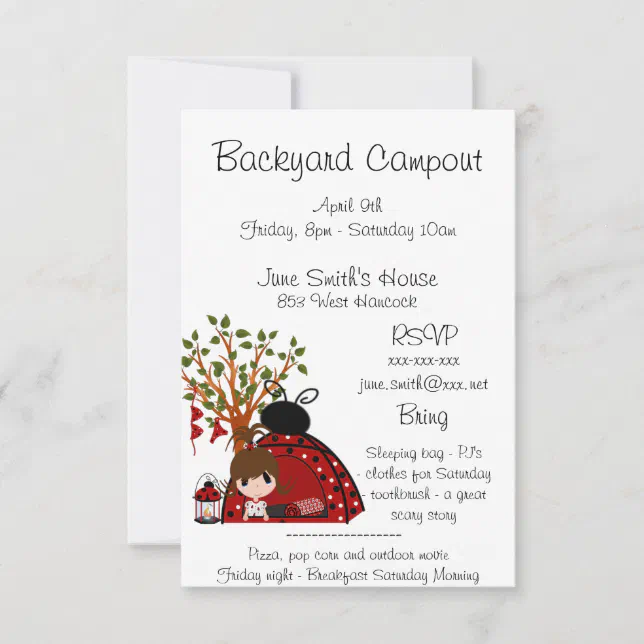 Backyard Campout Invitation | Zazzle