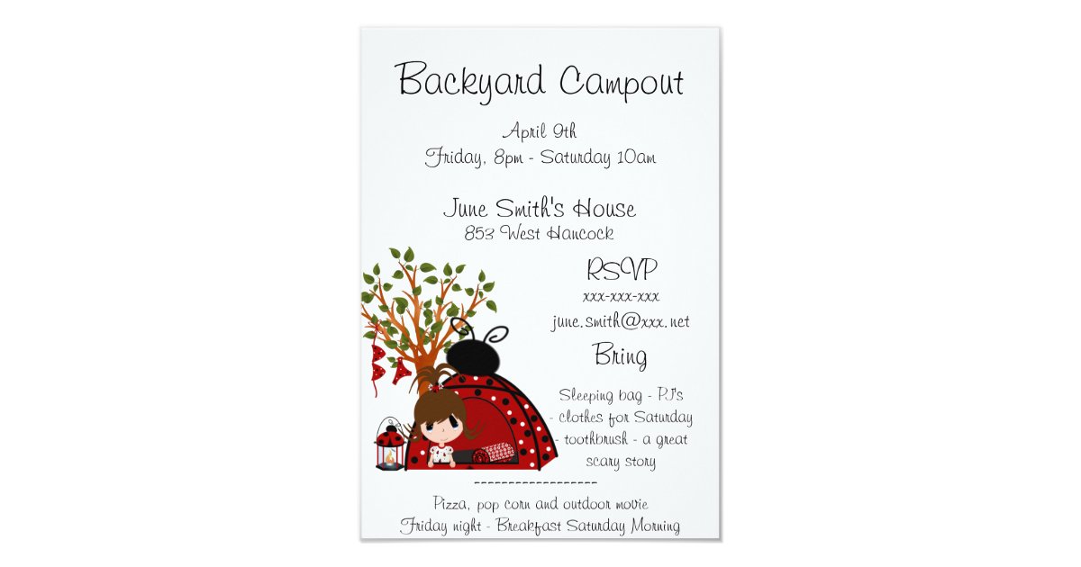 Backyard Campout Invitation | Zazzle.com