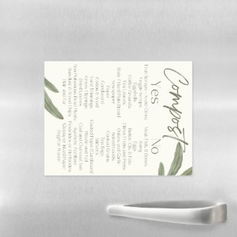 Backyard Compost Cheat Sheet Magnet for Fridge | Zazzle