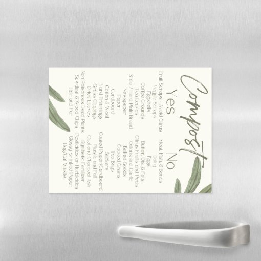 Backyard Compost Cheat Sheet Magnet for Fridge | Zazzle