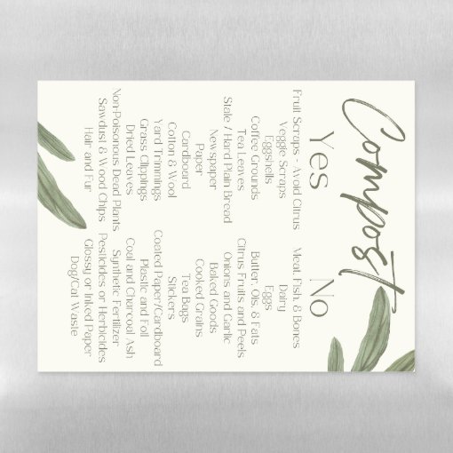 Backyard Compost Cheat Sheet Magnet for Fridge | Zazzle