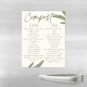 Backyard Compost Cheat Sheet Magnet for Fridge | Zazzle