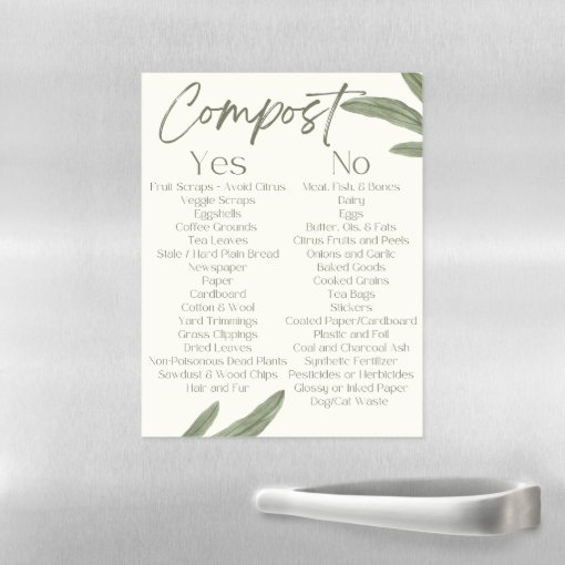 Backyard Compost Cheat Sheet Magnet for Fridge | Zazzle