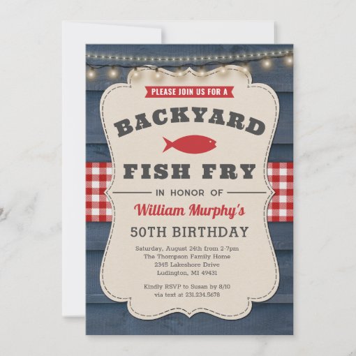 Backyard Fish Fry 50th Birthday Invitation | Zazzle