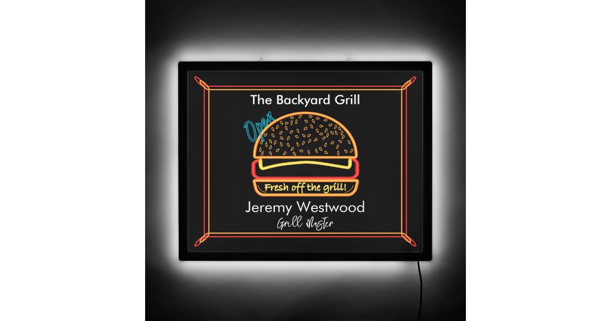 Backyard Grill Master Burgers LED Sign | Zazzle