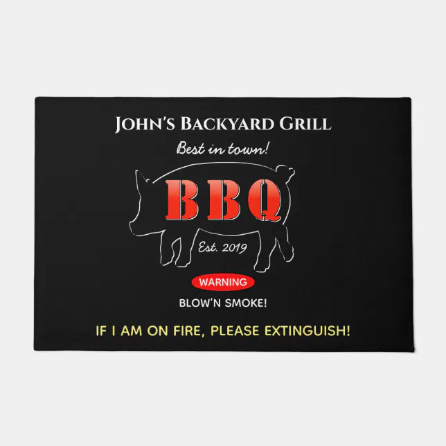 Backyard Grill Master Grilling BBQ Doormat Rug | Zazzle