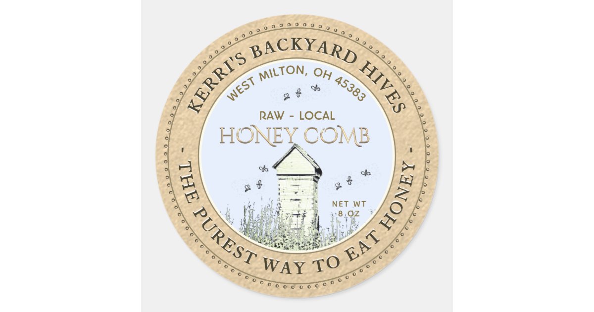 Backyard Hive Pure Raw Local Honeycomb Label | Zazzle