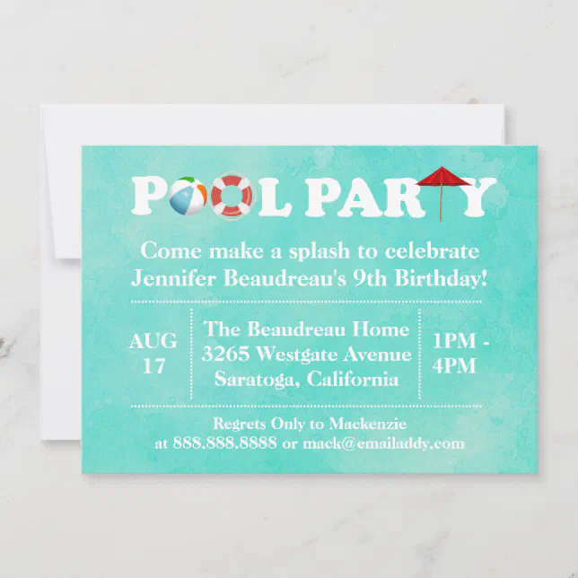 Backyard Outdoor Pool Birthday Party Invitation | Zazzle