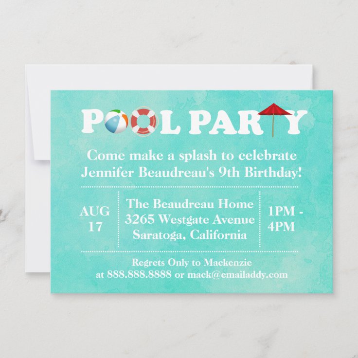 Backyard Outdoor Pool Birthday Party Invitation | Zazzle