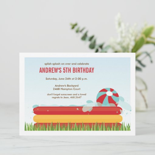 Backyard Pool Party Birthday Invitation | Zazzle