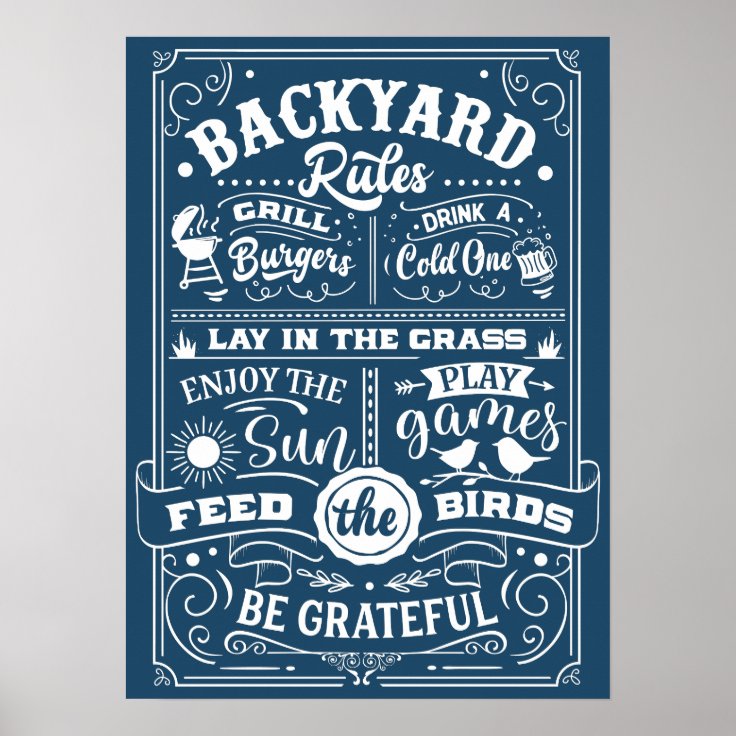 Backyard Rules List Custom Background Poster | Zazzle