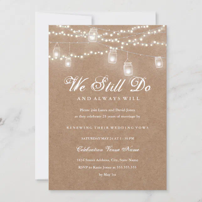 Backyard Rustic Vow Renewal Anniversary Invitation | Zazzle
