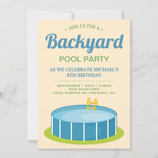 Backyard Swimming Pool Birthday Party Invitation | Zazzle