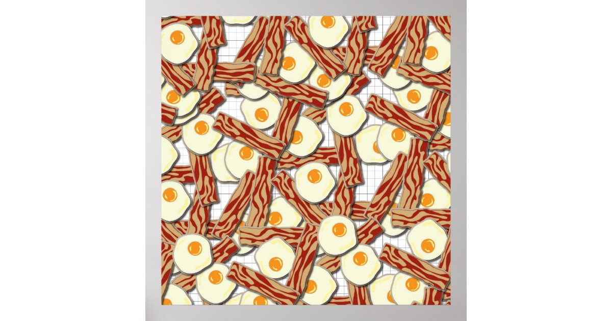 Bacon and Eggs Pattern Poster | Zazzle
