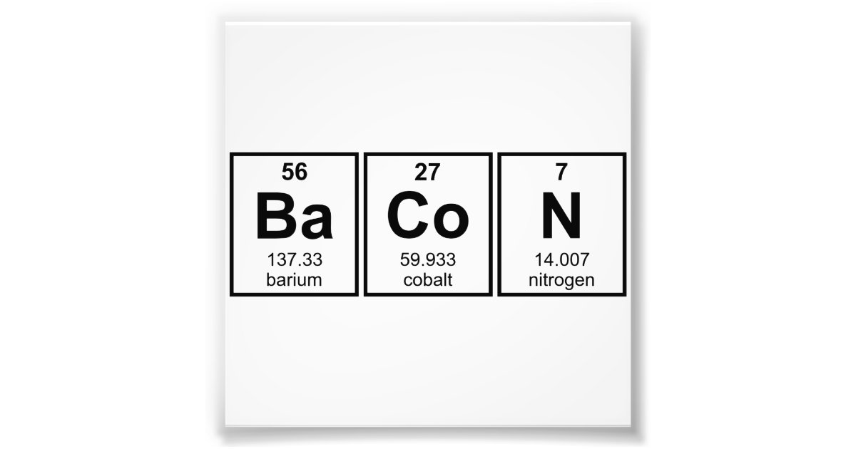Bacon Periodic Table Element Symbols Photo Print | Zazzle