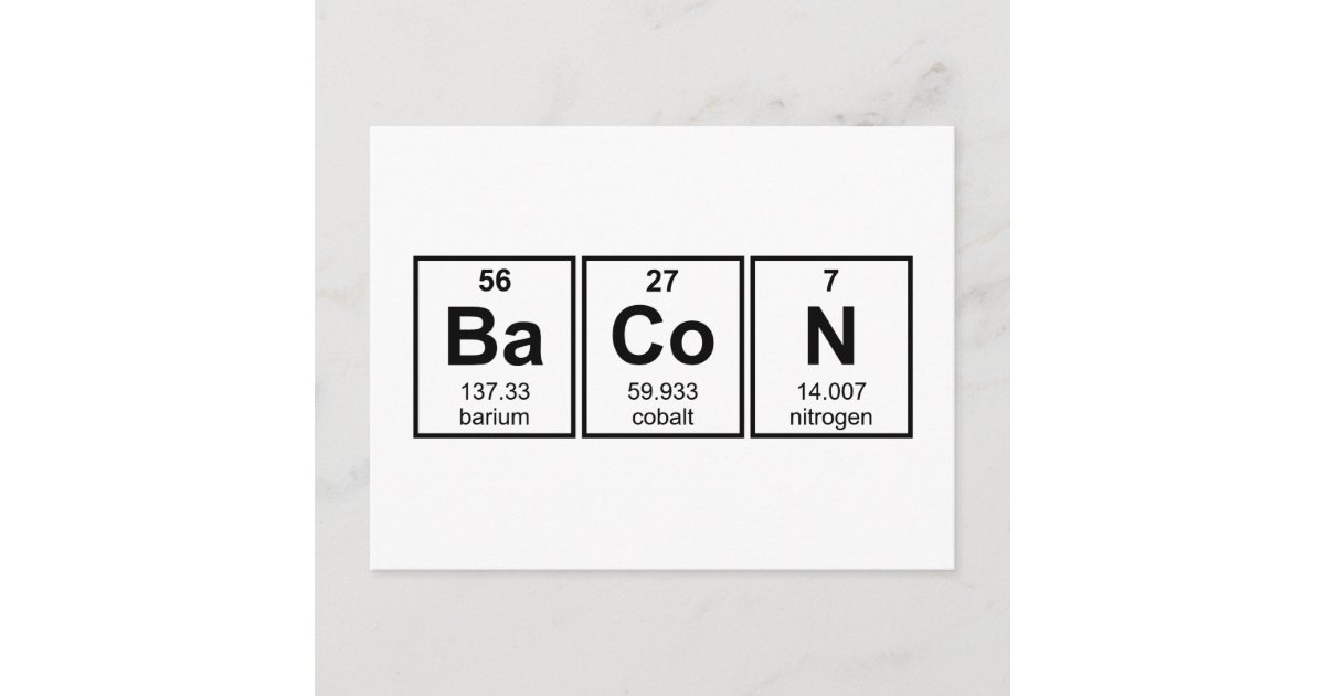 Bacon Periodic Table Element Symbols Postcard | Zazzle