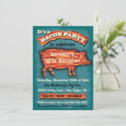 Bacon Pork Pig Party Invitation | Zazzle