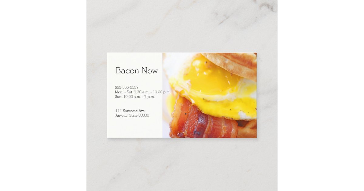bacon waffle sandwich business card | Zazzle