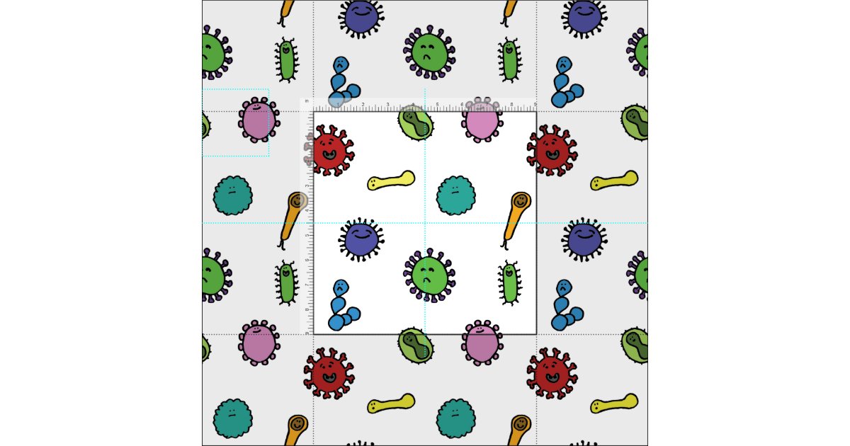 Bacteria and Virus kids pattern Fabric | Zazzle