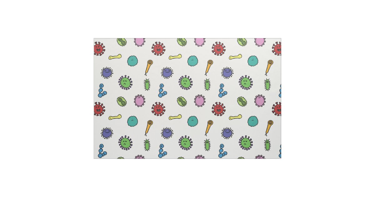 Bacteria and Virus kids pattern Fabric | Zazzle