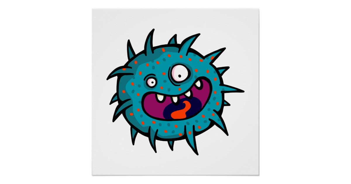 Bacteria Bug Doodle Cartoon Poster | Zazzle