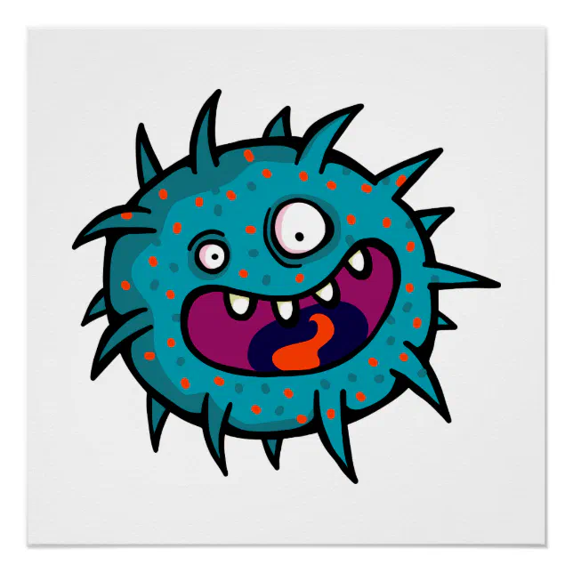 Bacteria Bug Doodle Cartoon Poster | Zazzle