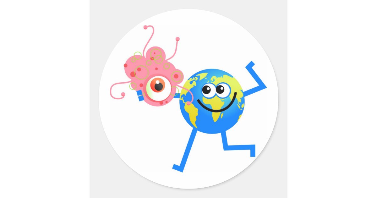 Bacteria Globe Classic Round Sticker | Zazzle