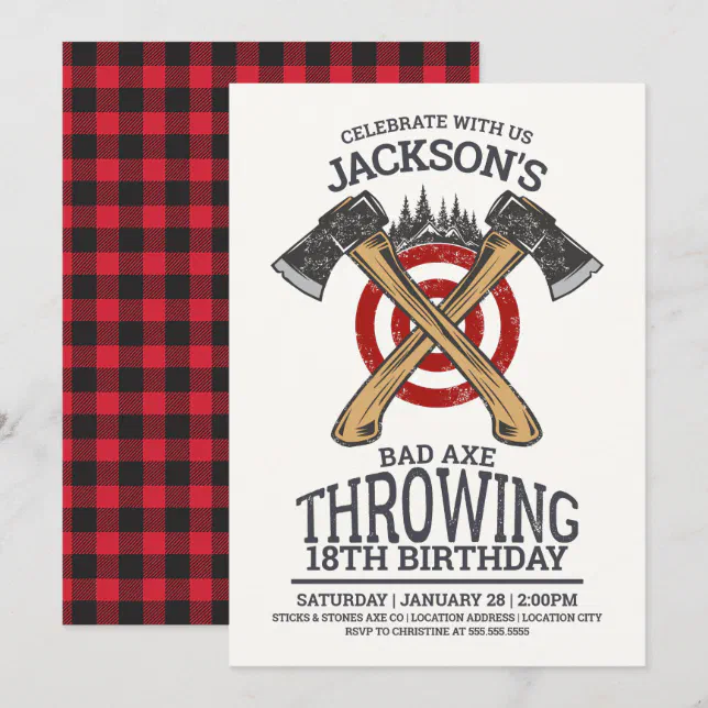 Bad Axe Throwing Birthday Invitation | Zazzle