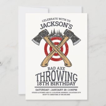 Bad Axe Throwing Birthday Invitation | Zazzle