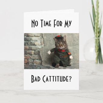 Bad Cattitude Funny Humor Cat Costume Card | Zazzle