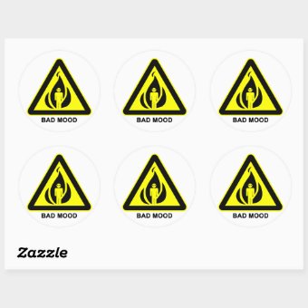 Bad Mood Warning Sign Sticker | Zazzle