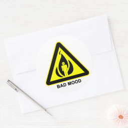 Bad Mood Warning Sign Sticker | Zazzle