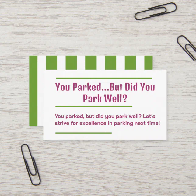 Bad Parking Business Card | Zazzle
