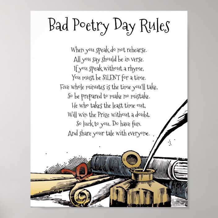 Bad Poetry Day Funny Game Rules Poem Poster | Zazzle.com