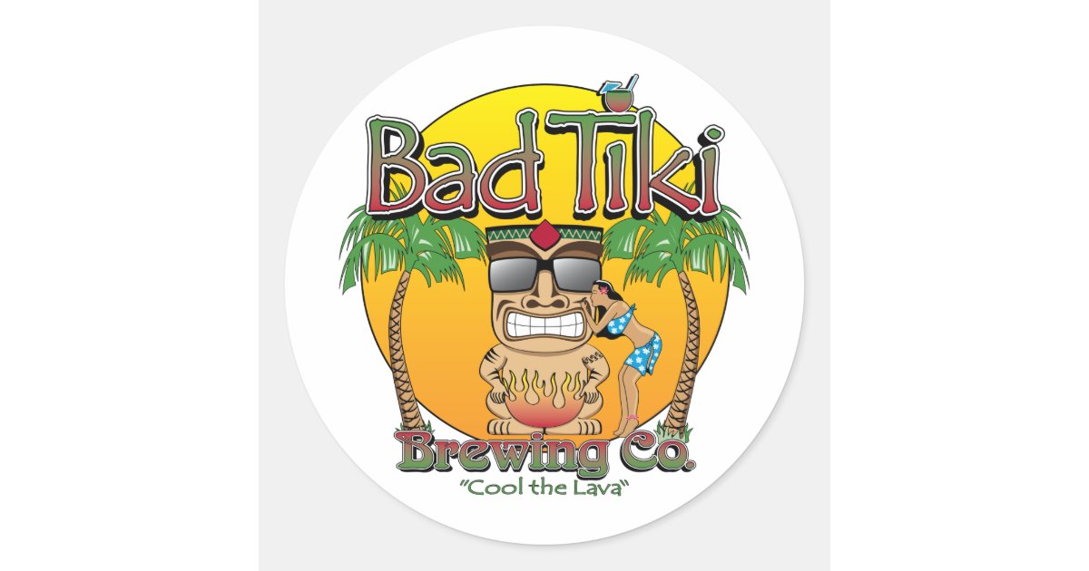 Bad Tiki Brewing Company Classic Round Sticker | Zazzle