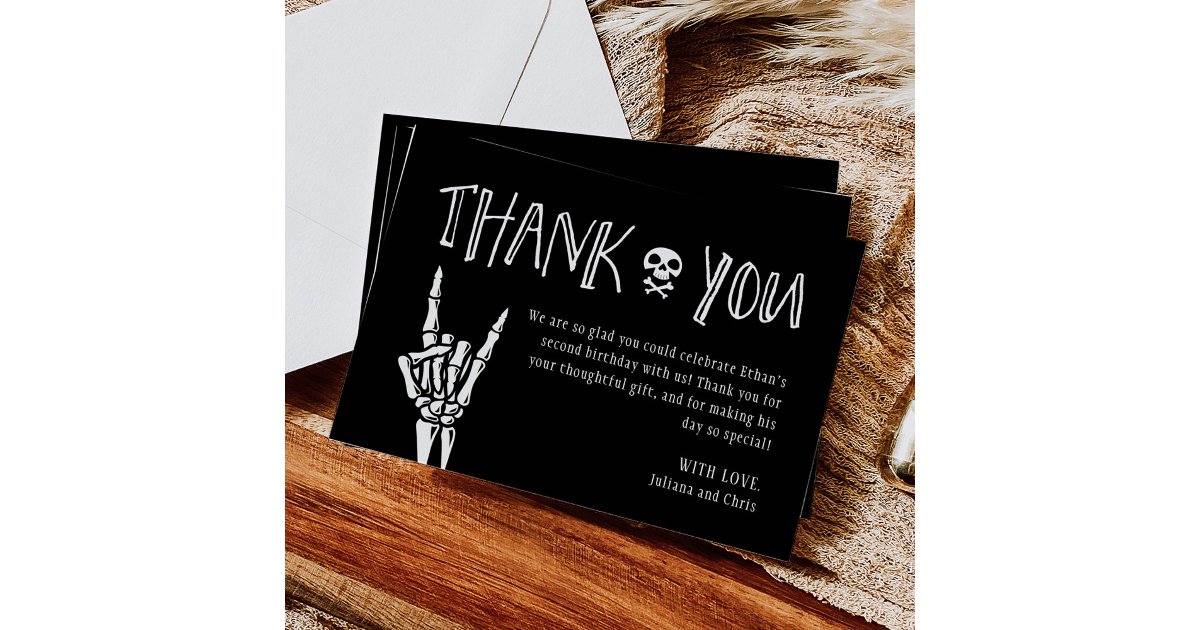 Bad Two The Bone 2nd Birthday Party Thank You Card | Zazzle
