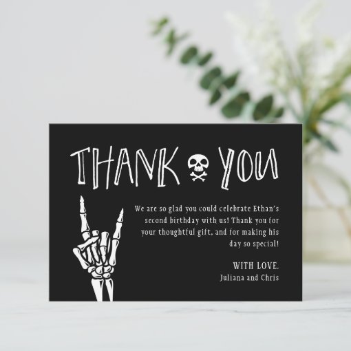 Bad Two The Bone 2nd Birthday Party Thank You Card | Zazzle