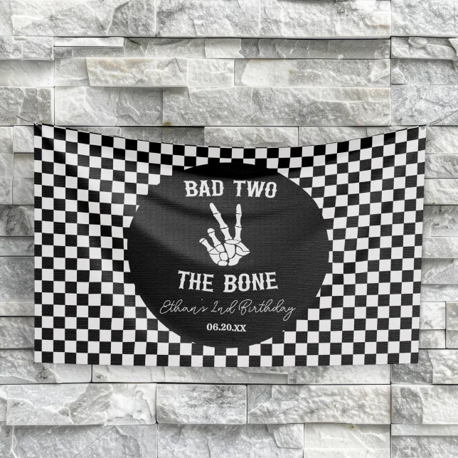 Bad Two The Bone Skeleton 2nd Birthday Party Banner | Zazzle