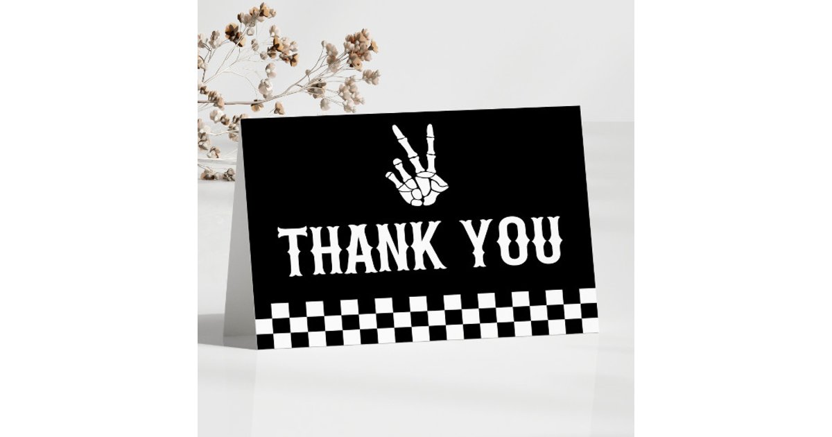 Bad Two The Bone Skeleton 2nd Birthday Party Thank You Card | Zazzle