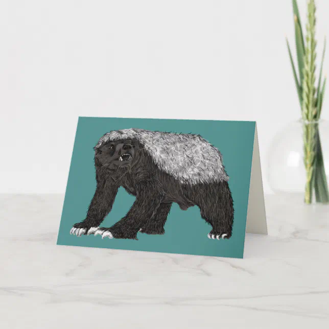 Badass Honey Badger Fearless Attitude Animal Art Card | Zazzle