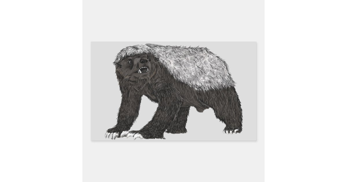 Badass Honey Badger Fearless Attitude Animal Art Rectangular Sticker ...