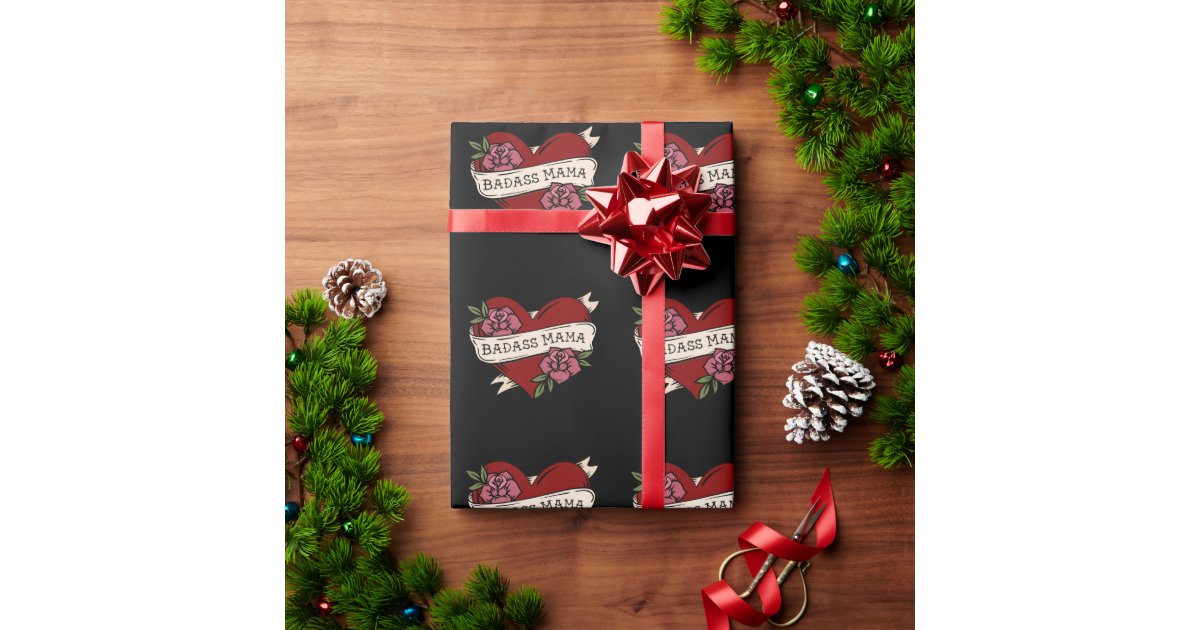 Badass Mama Tattoo Flash Wrapping Paper | Zazzle